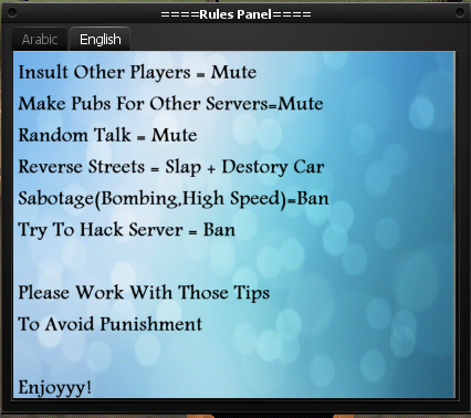 rules-panel-ar-en | Multi Theft Auto | Community